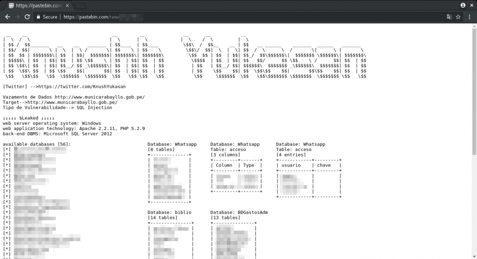 Vazamento de Dados – Carabayllo/Peru – Knush Yukasan – DefCon-Lab.org