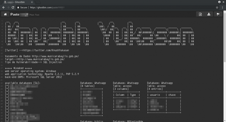 Vazamento de Dados – Carabayllo/Peru – Knush Yukasan – DefCon-Lab.org