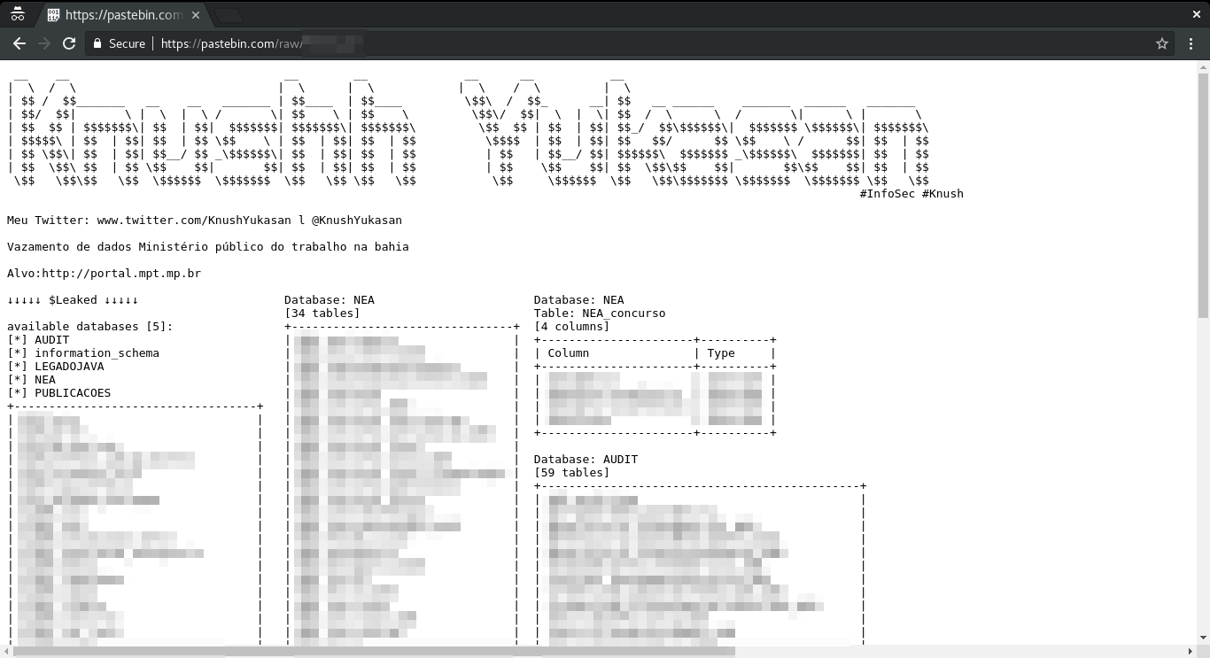 Vazamento de Dados (2) – Vários Alvos – Knush Yukasan – DefCon-Lab.org